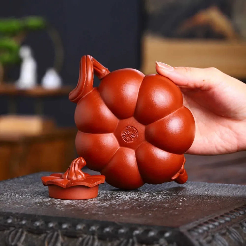 Full Handmade Yixing Zisha Teapot [Pumpkin Pot] (Qing Shui Ni - 280ml ...