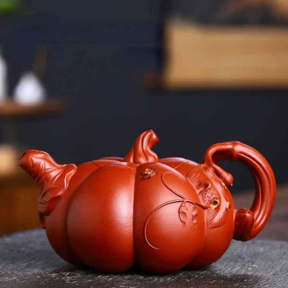 Full Handmade Yixing Zisha Teapot [Pumpkin Pot] (Qing Shui Ni - 280ml ...