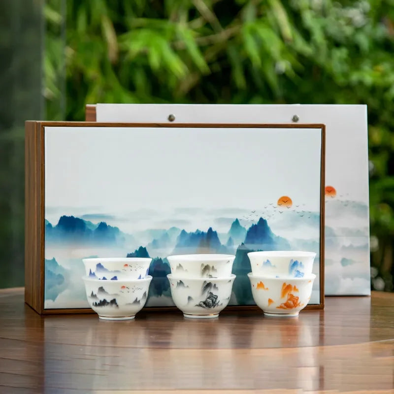 Mutton Fat Jade White Porcelain Tea Cup Gift Set [Sunrise] – YIQIN TEA ...